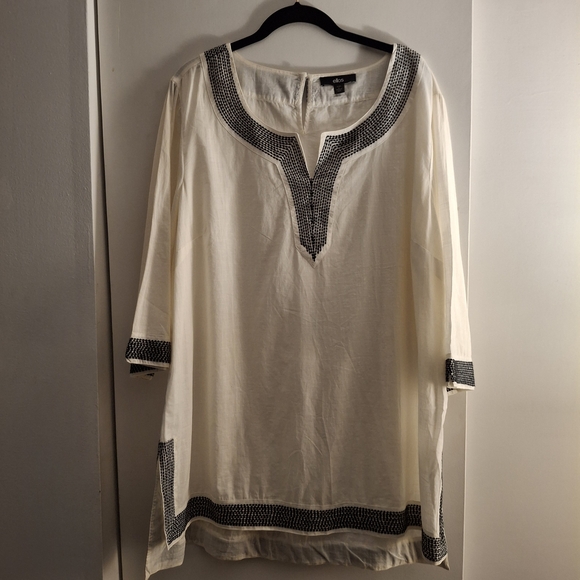 ellos | Tops | Ellos Cream And Black Womens Boho Long Sleeve Tunic ...